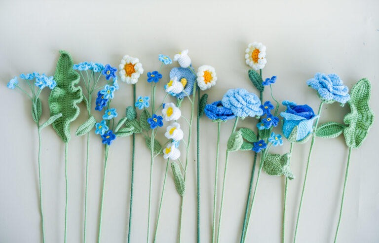 Blue Crochet Flower Bouquet - Hookok