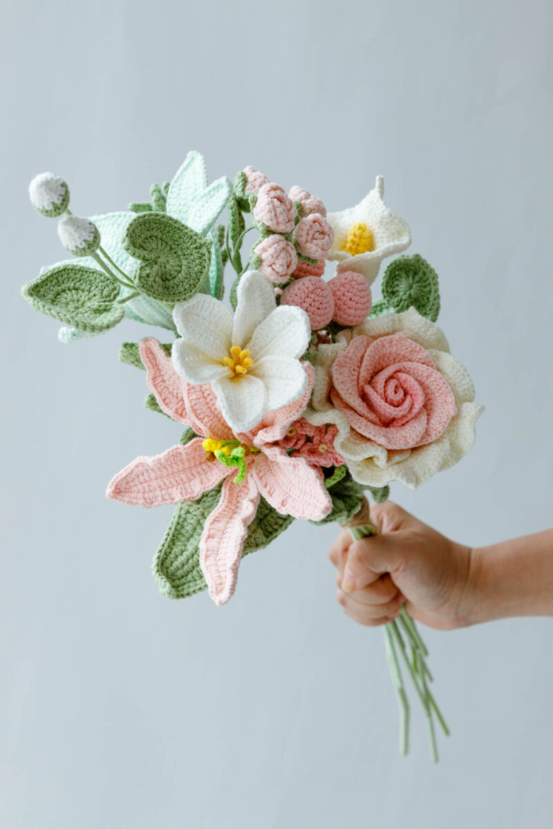 Pink Crochet Flower Bouquet - Hookok