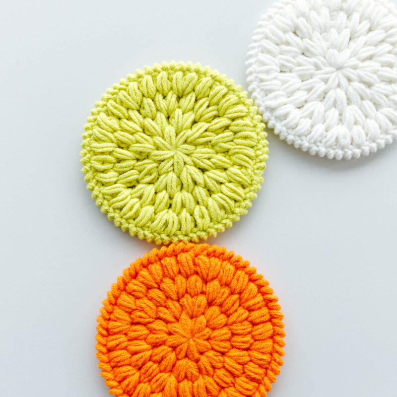 Crochet Round Puff Coaster- Free Pattern - Hookok