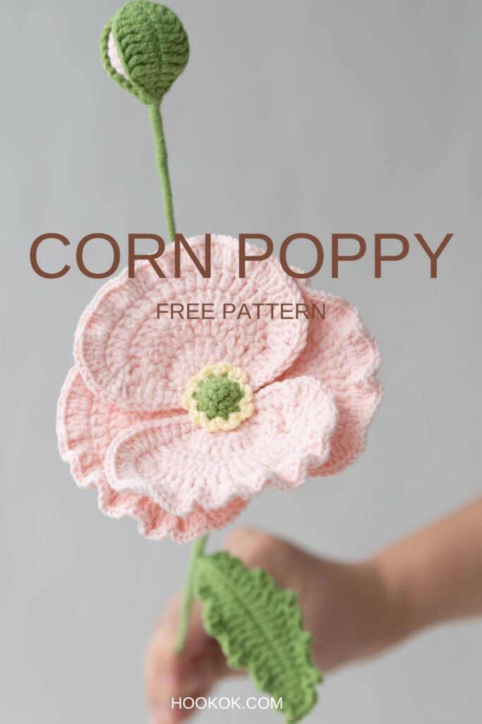 Crochet Corn Poppy Flower- Free Pattern - Hookok