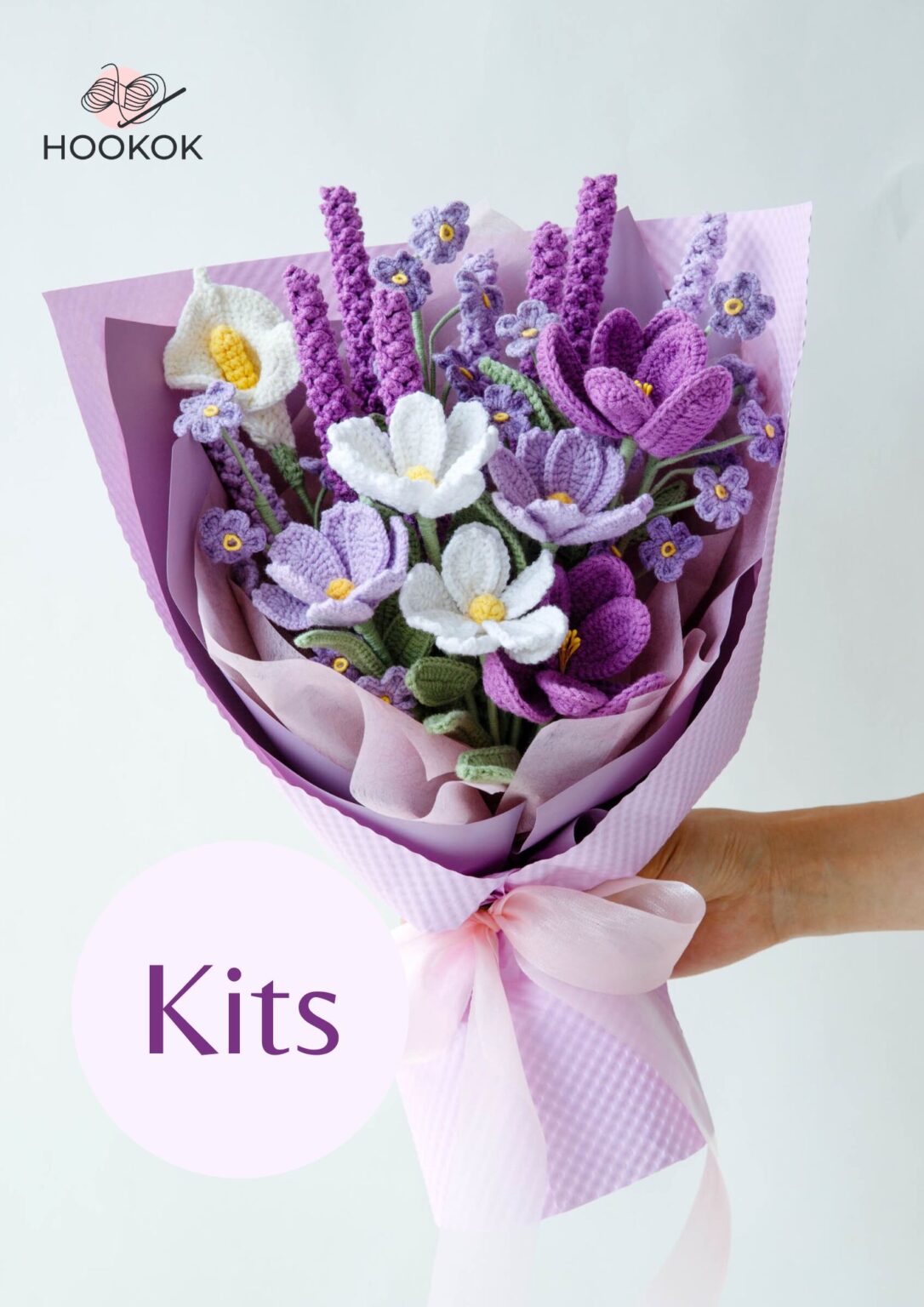 Lavender and Gesang Flower Bouquet Kit-with PDF pattern - Hookok