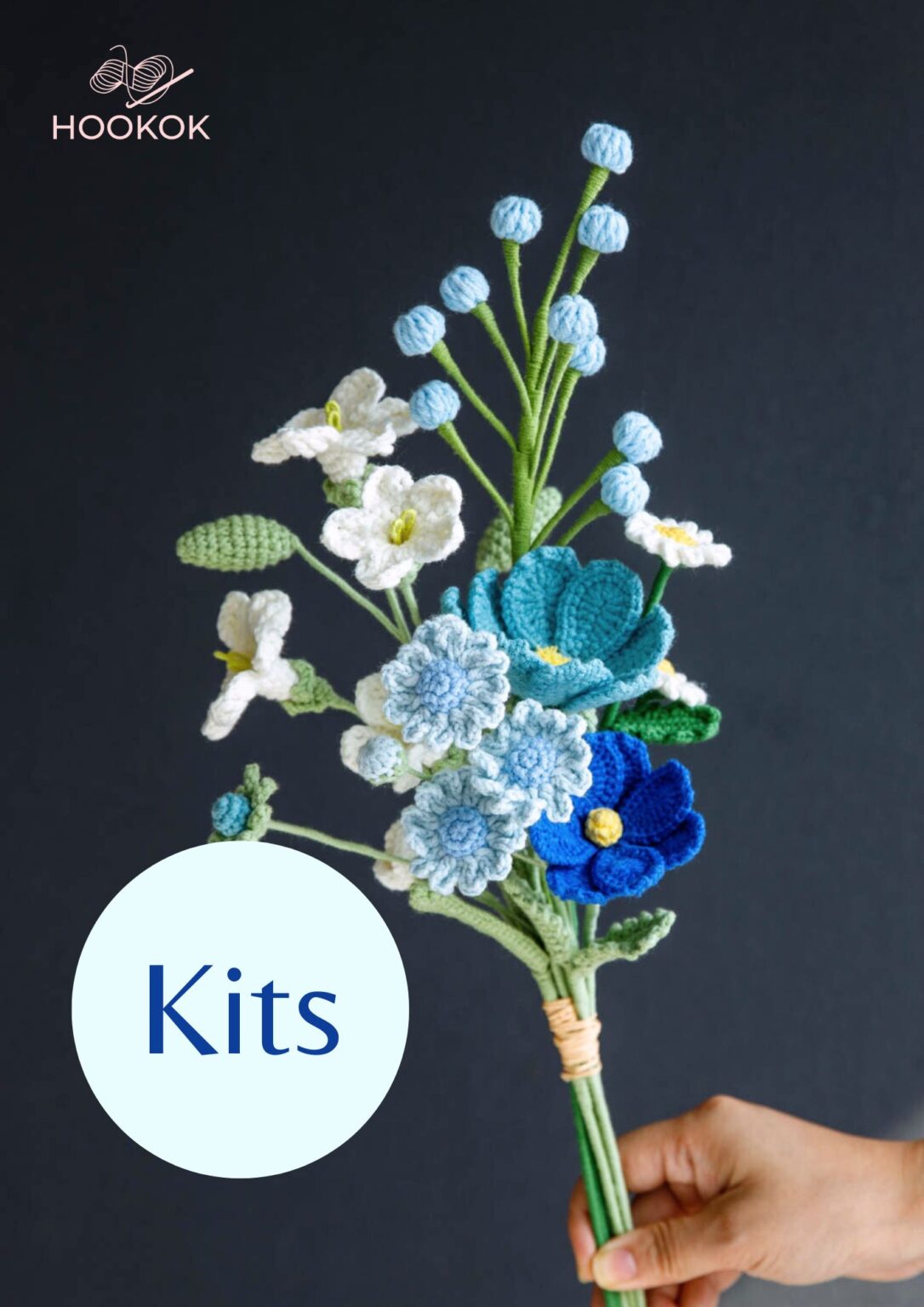 Blue Gesang and Freesia Bouquet Kit-with PDF pattern - Hookok