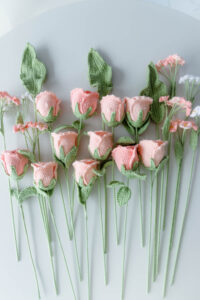 Pink Rose Wedding Bouquet Kit-with PDF pattern - Hookok