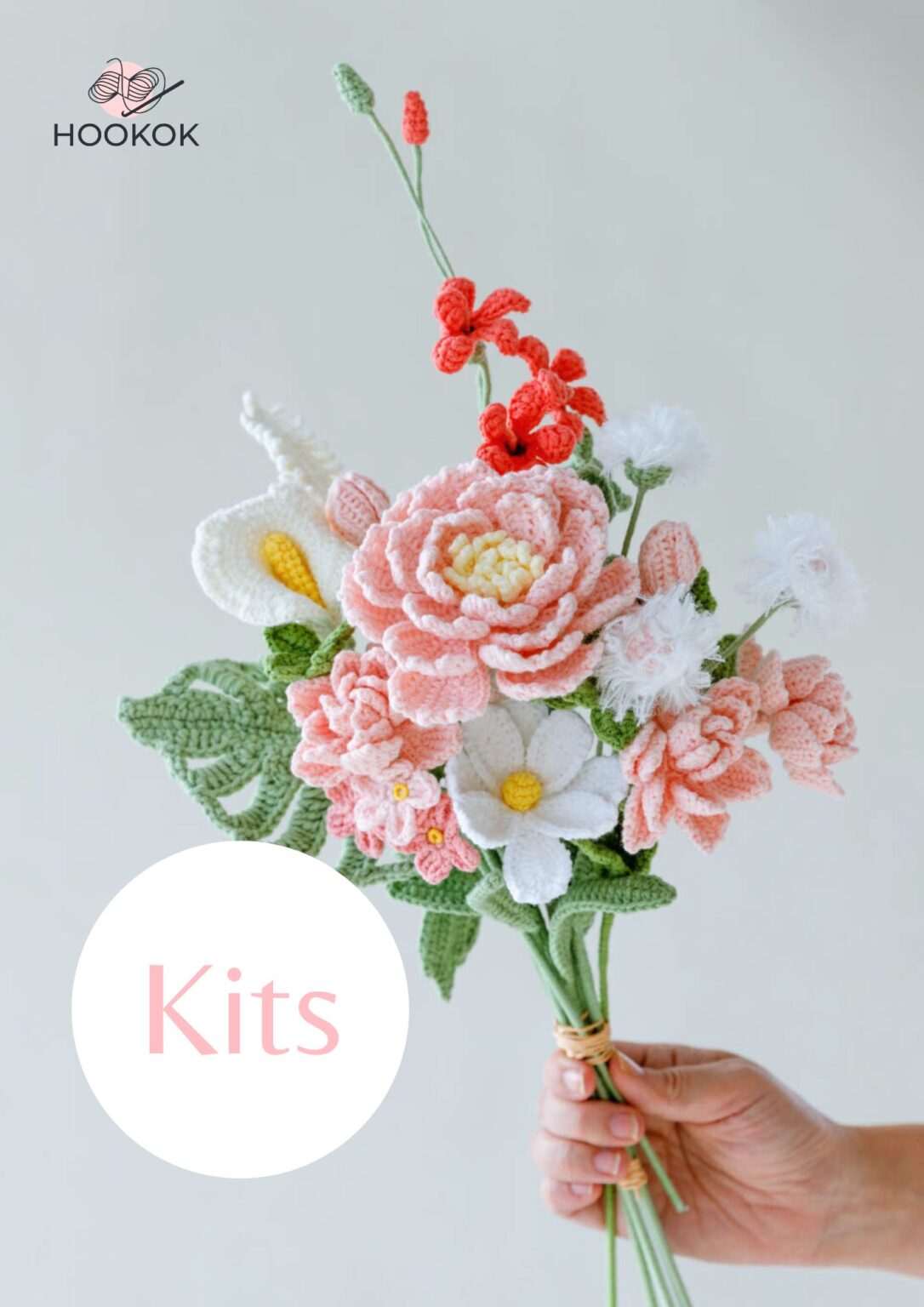 Peony Flower Bouquet Kit-with PDF pattern - Hookok