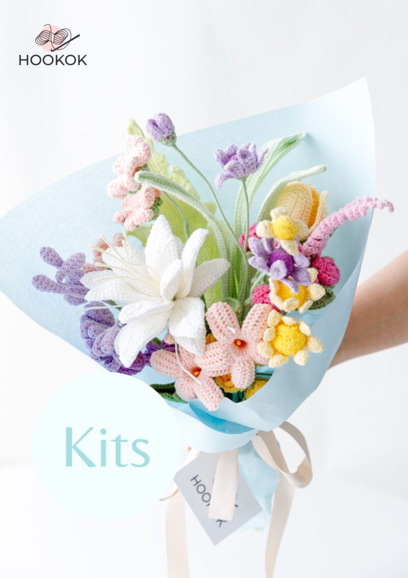 Snow Cold Flower and Osteospermum Bouquet Kit – with PDF pattern - Hookok