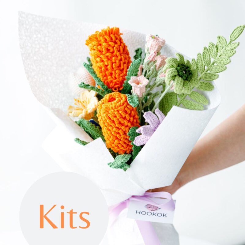 Pink Banksia Ericifolia Bouquet Kit – with PDF pattern - Hookok