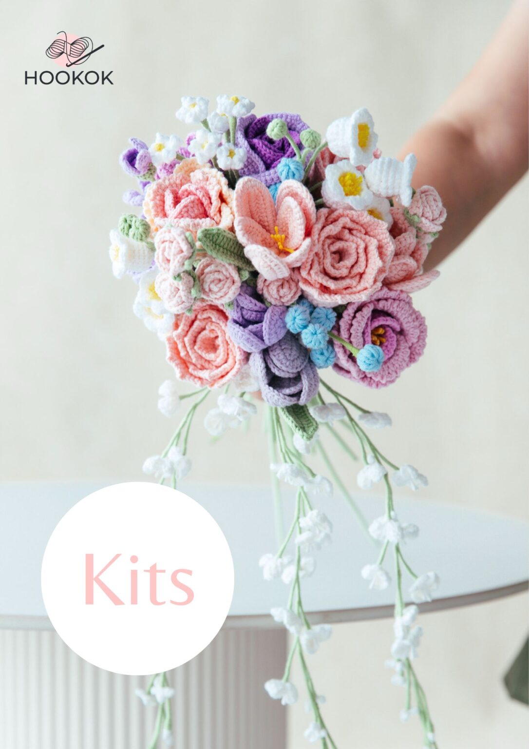 Pink Purple Wedding Bouquet Kit – with PDF pattern - Hookok