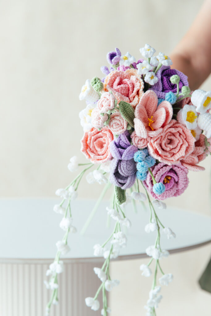 Pink Purple Wedding Bouquet Kit – with PDF pattern - Hookok