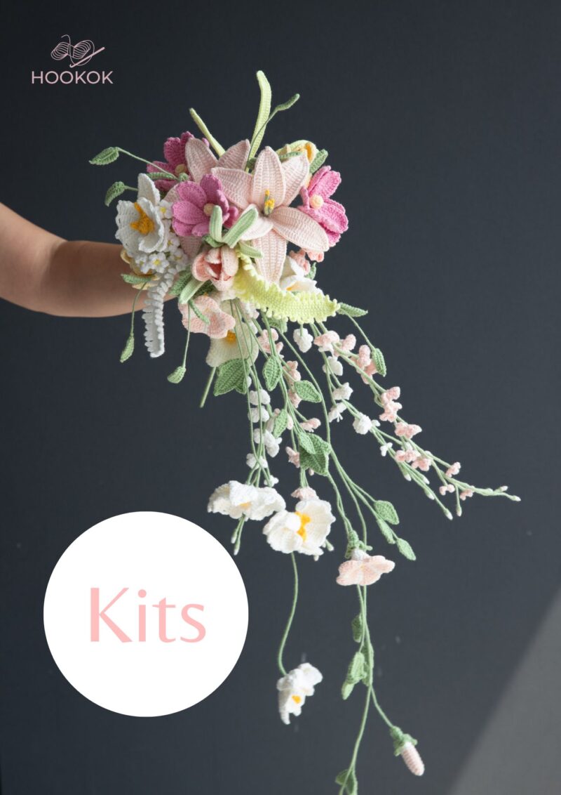 Pink Lily Wedding Bouquet Kit – with PDF pattern - Hookok