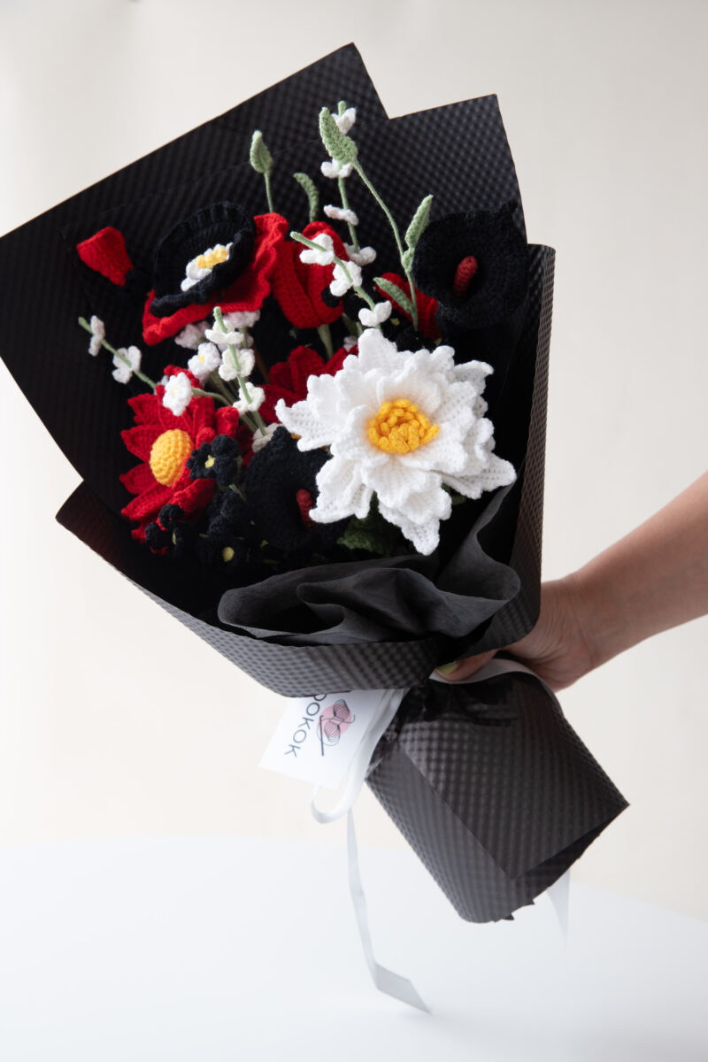 HOOKOK Bouquet – Couture Rose Tilia and Corn Poppy Bouquet (18 pieces ...