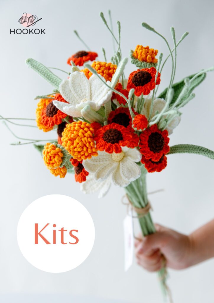 Orange Daisy and Dandelion Bouquet Kit – with PDF pattern - Hookok