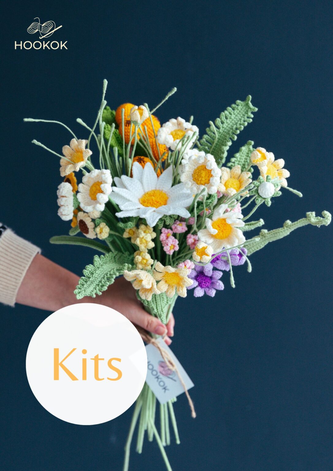 Daisy and Fountain Grass Bouquet Kit – with PDF pattern - Hookok