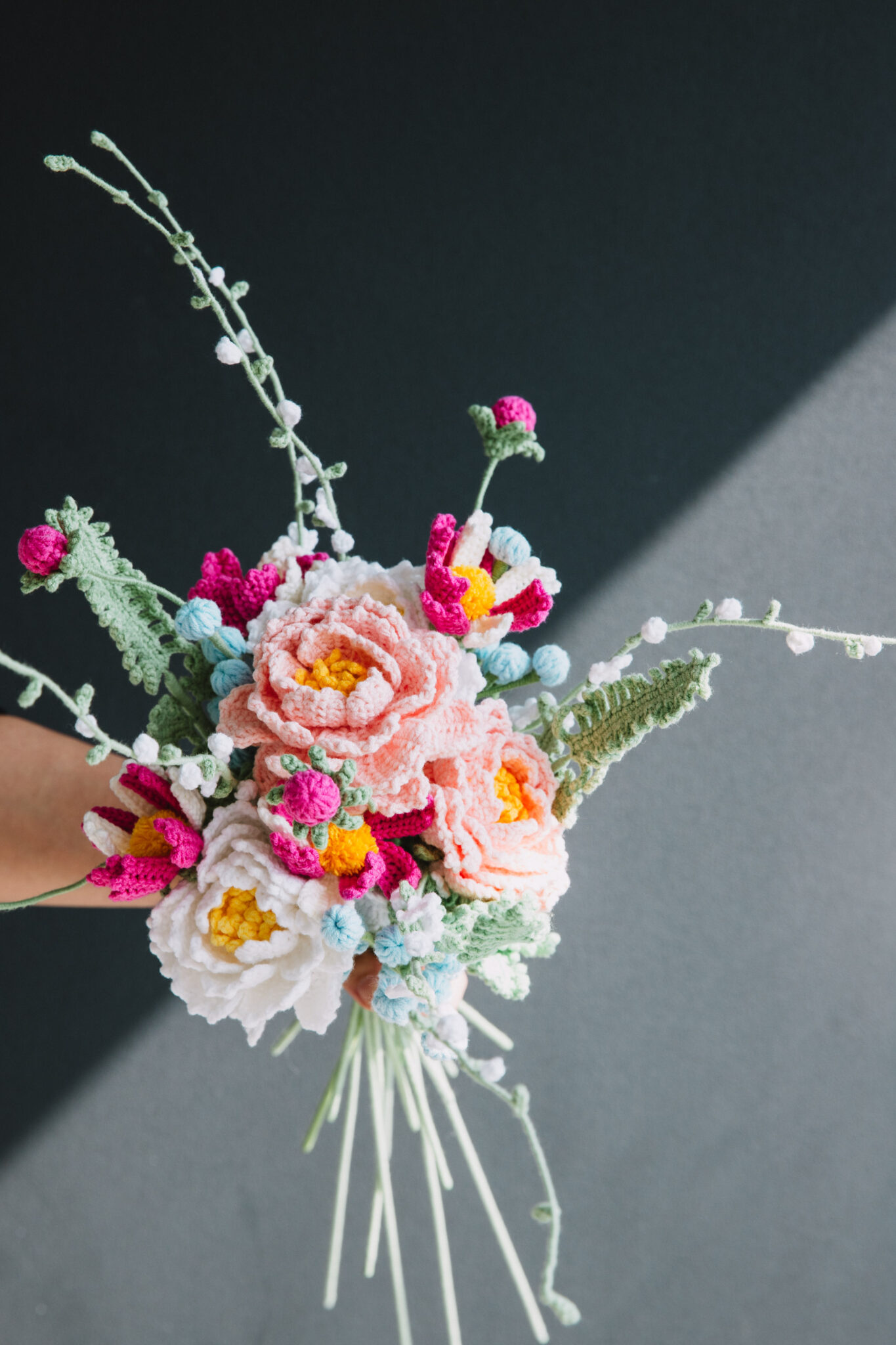 Peony and Snow Willow Bouquet Kit – with PDF pattern - Hookok