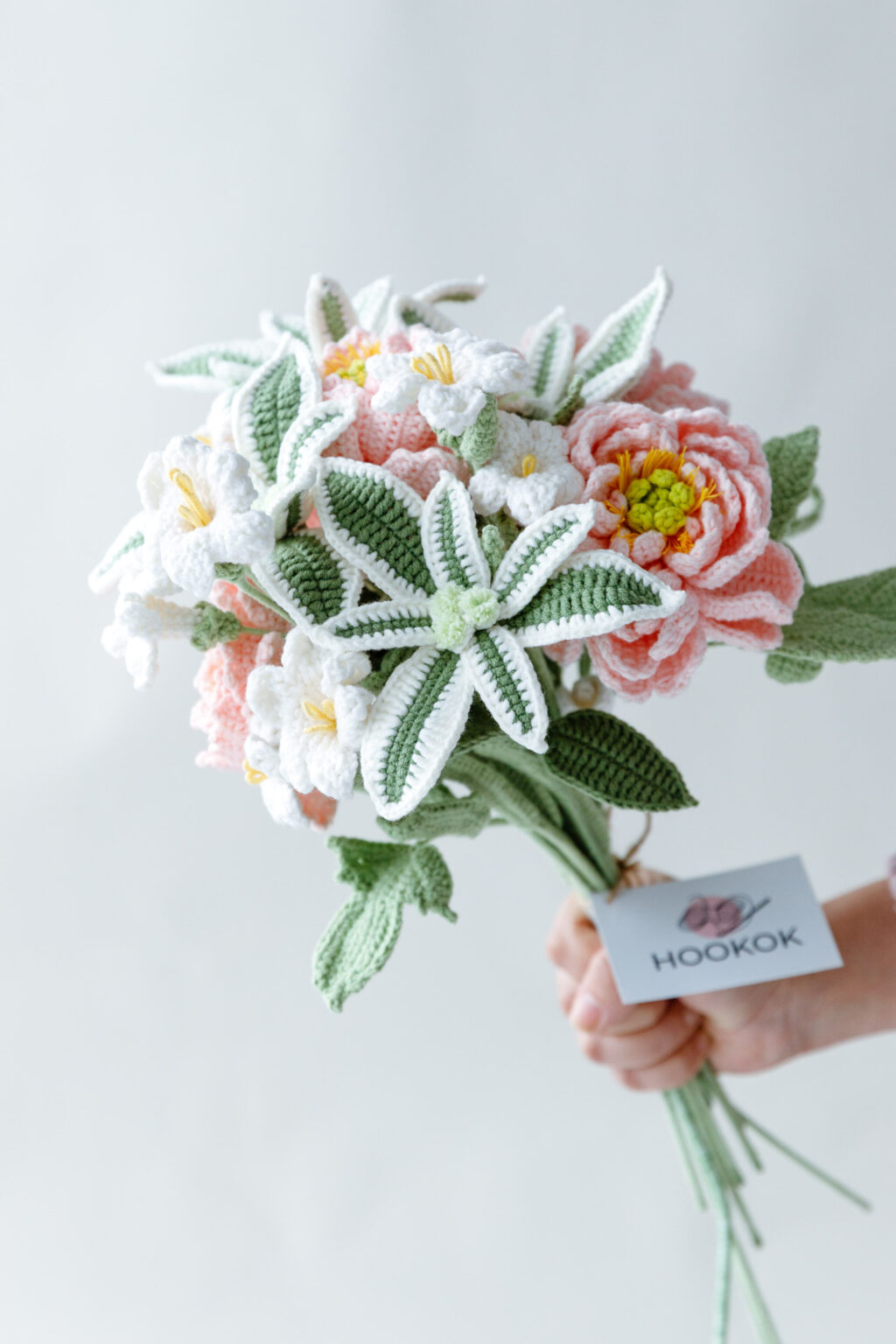 Pink Peony Wedding Bouquet Kit – with PDF pattern - Hookok