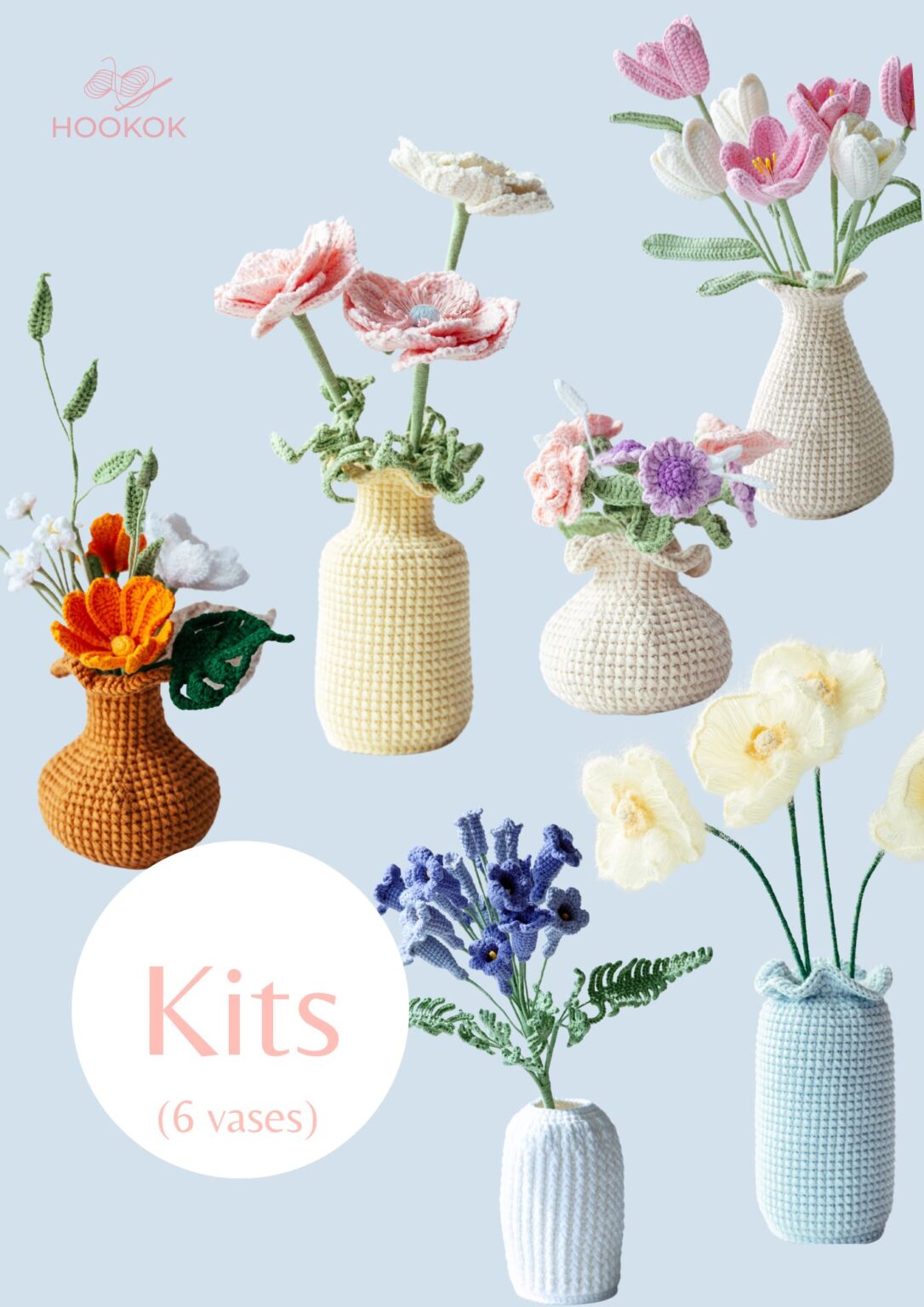 Crochet Vase Collection Kit – with PDF pattern - Hookok