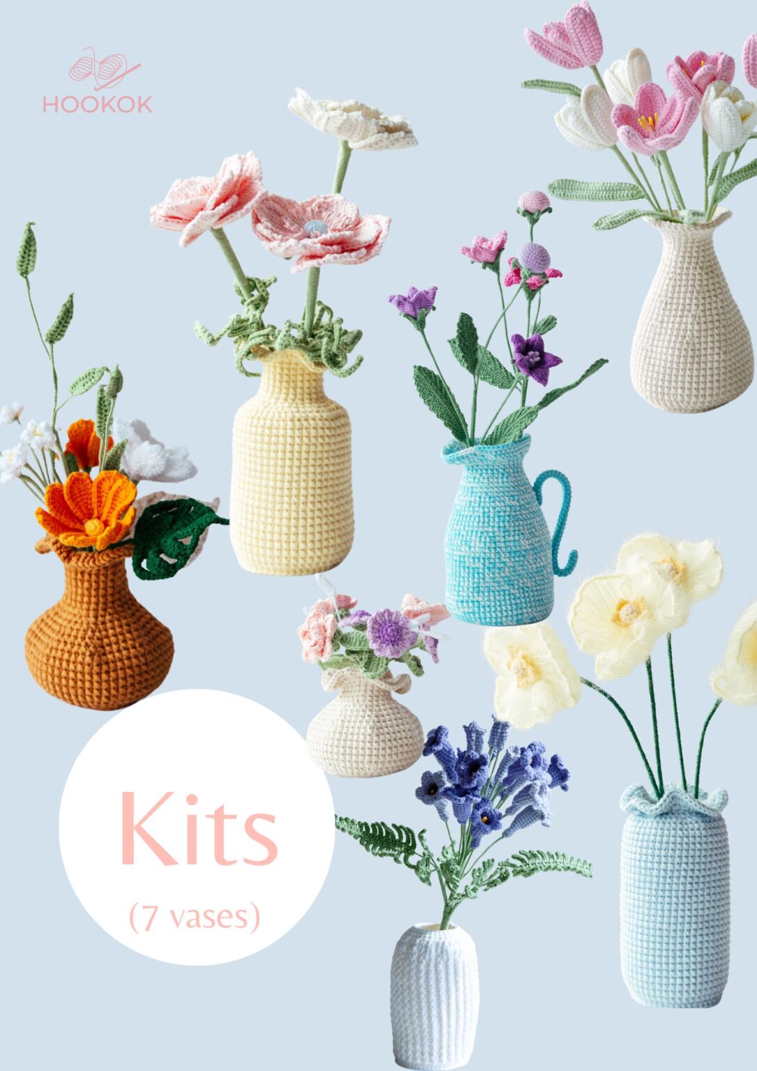 Crochet Vase Collection Kit – with PDF pattern - Hookok
