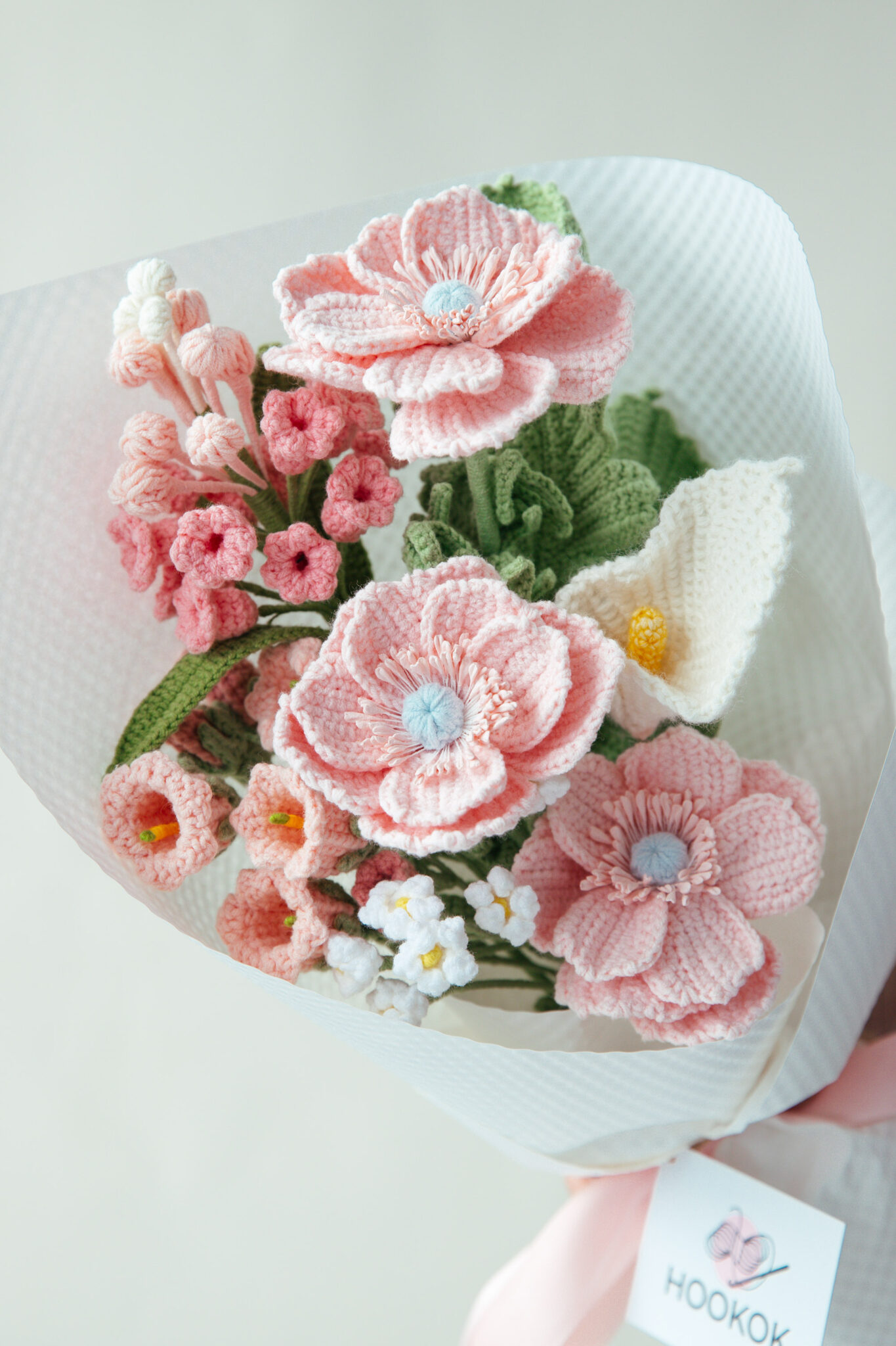 HOOKOK Bouquet – Pink Anemone "The Bride" Bouquet (9 pieces) - Hookok