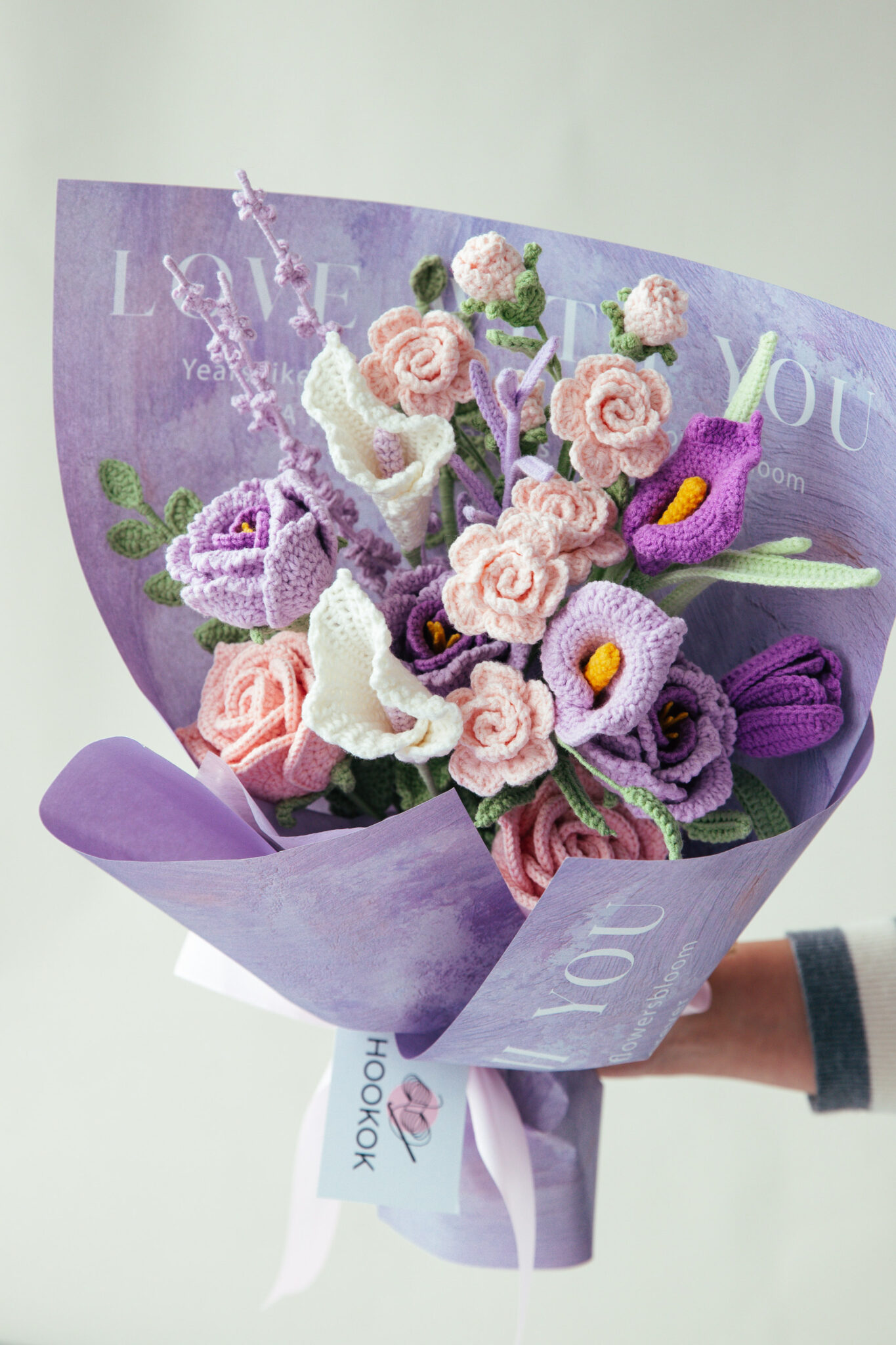 HOOKOK Bouquet – Purple French Rose and Barbie Rose Bouquet (16 pieces ...