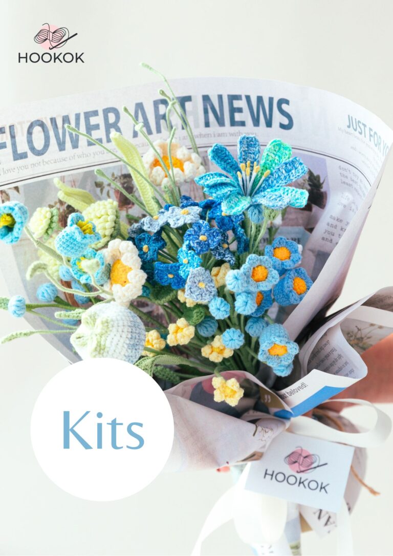 Mixed Blue Hydrangea Bouquet Kit – with PDF pattern - Hookok