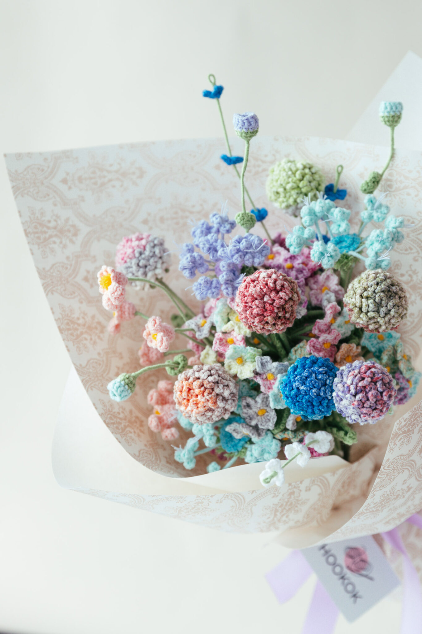 Lace Flower and Ping Pong Chrysanthemum Bouquet Kit – with PDF pattern ...