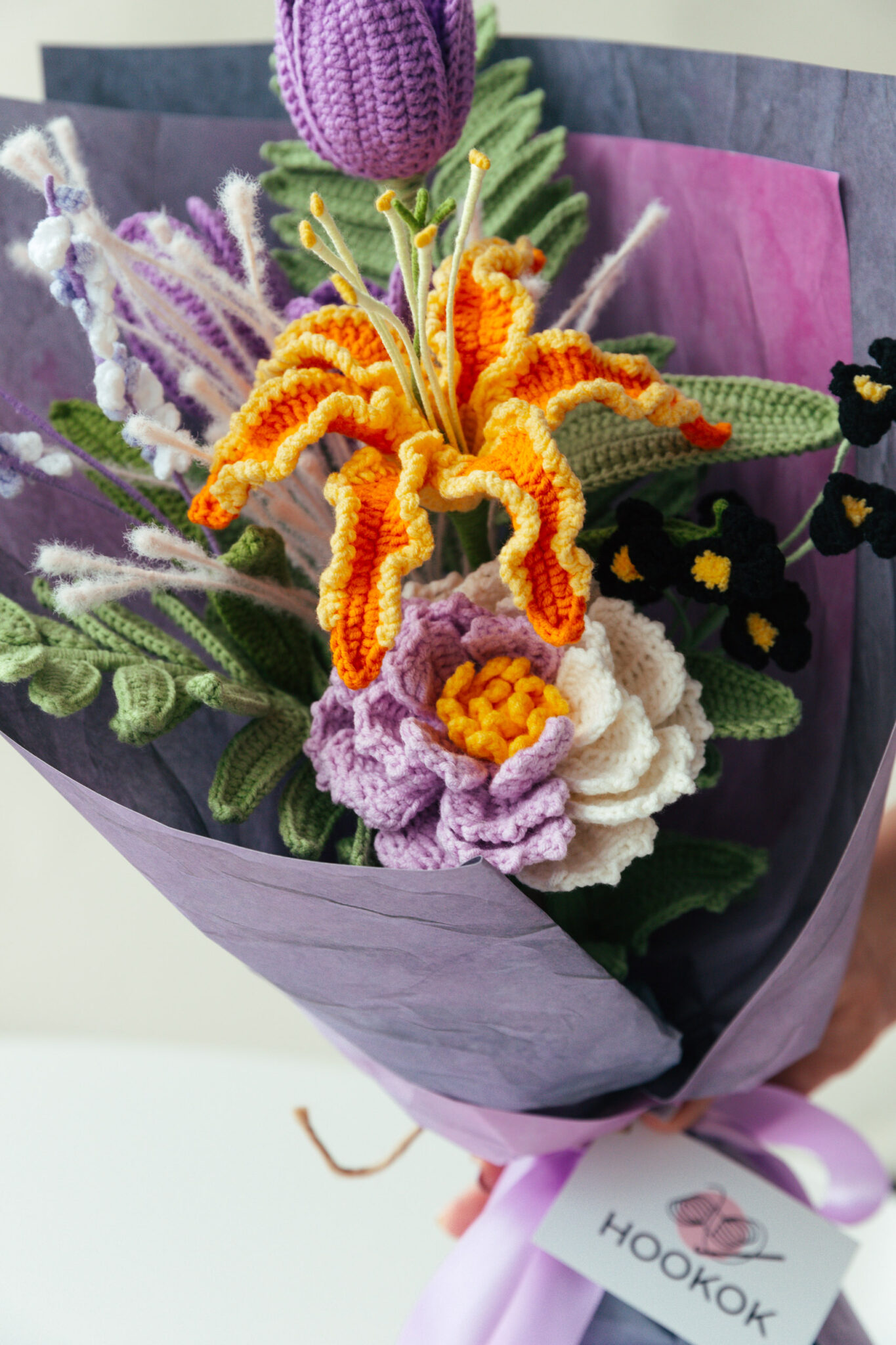 Flame Lily and Peony Bouquet Kit - with PDF pattern - Hookok