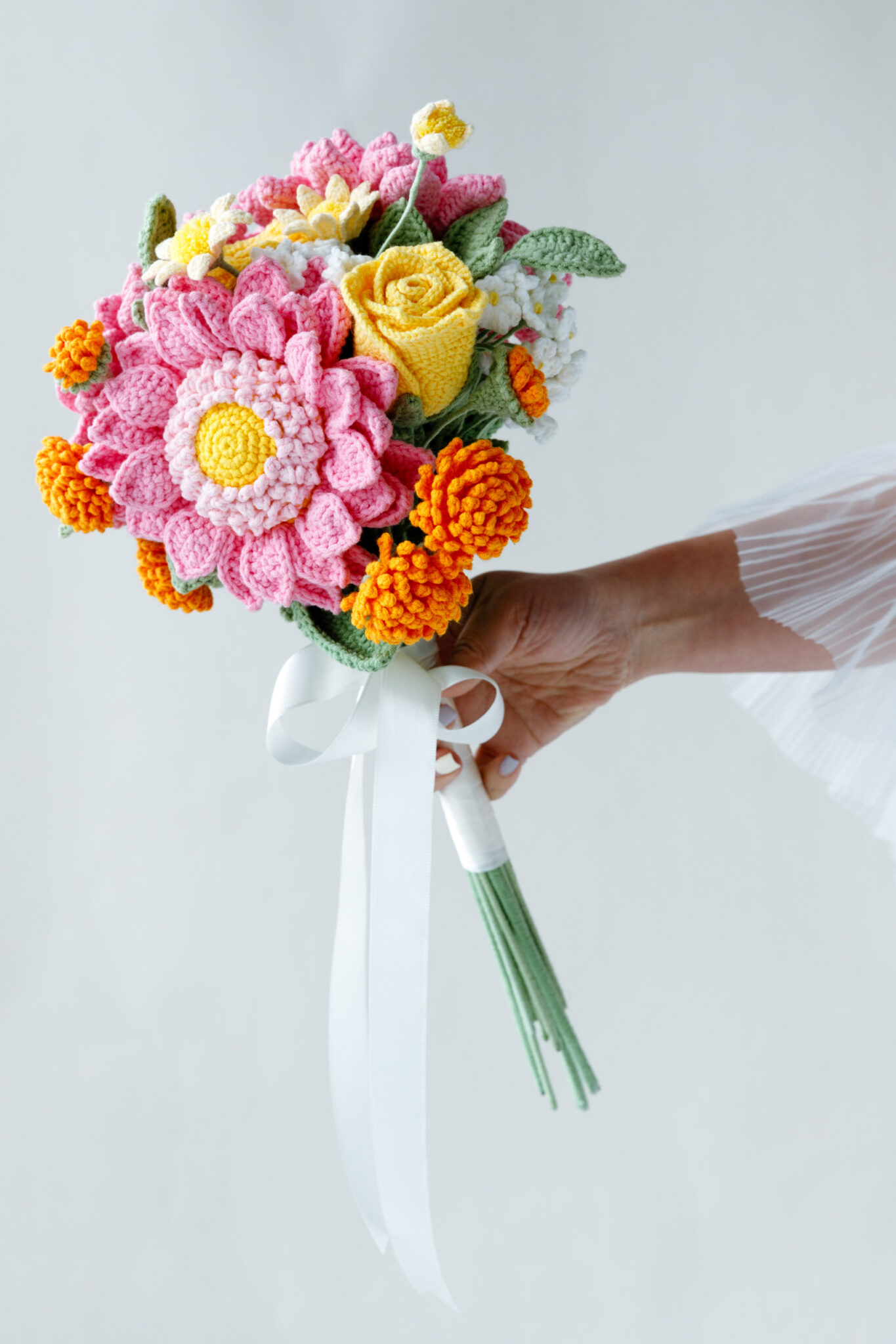 Pink Sunflower Wedding Bouquet Kit – with PDF pattern - Hookok