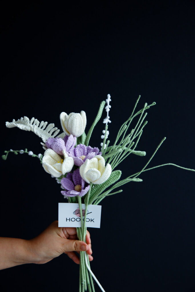 Light Purple Gesang and Tulip Bouquet Kit – with PDF pattern - Hookok