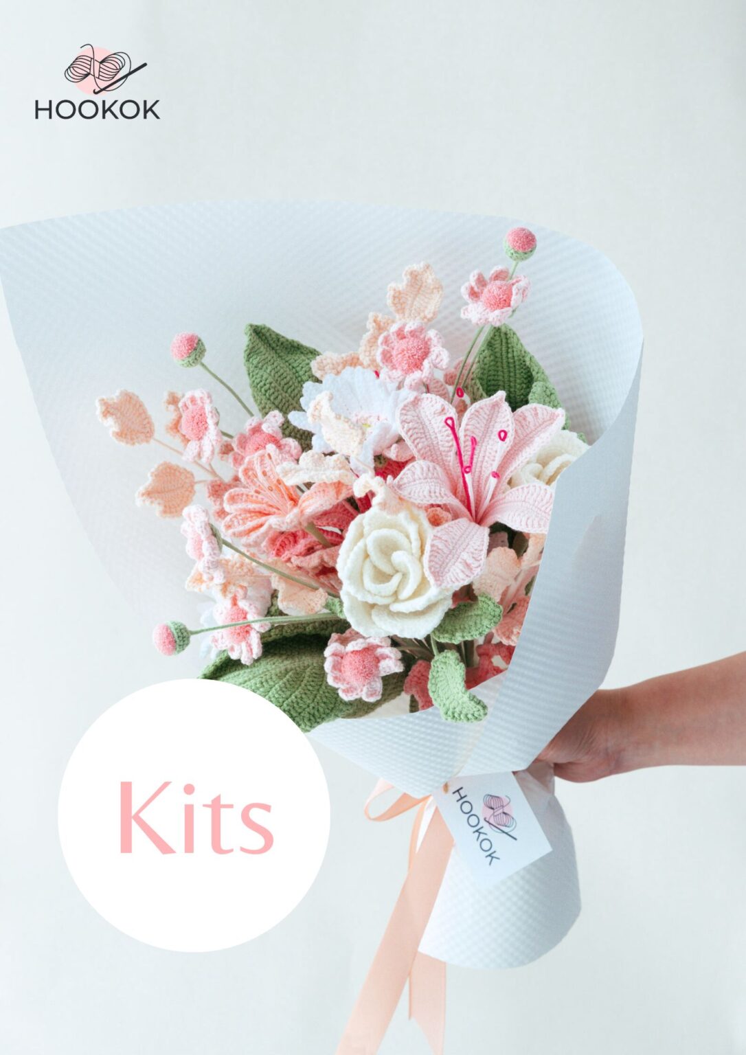 Pink Peruvian Lily Bouquet Kit – with PDF pattern - Hookok