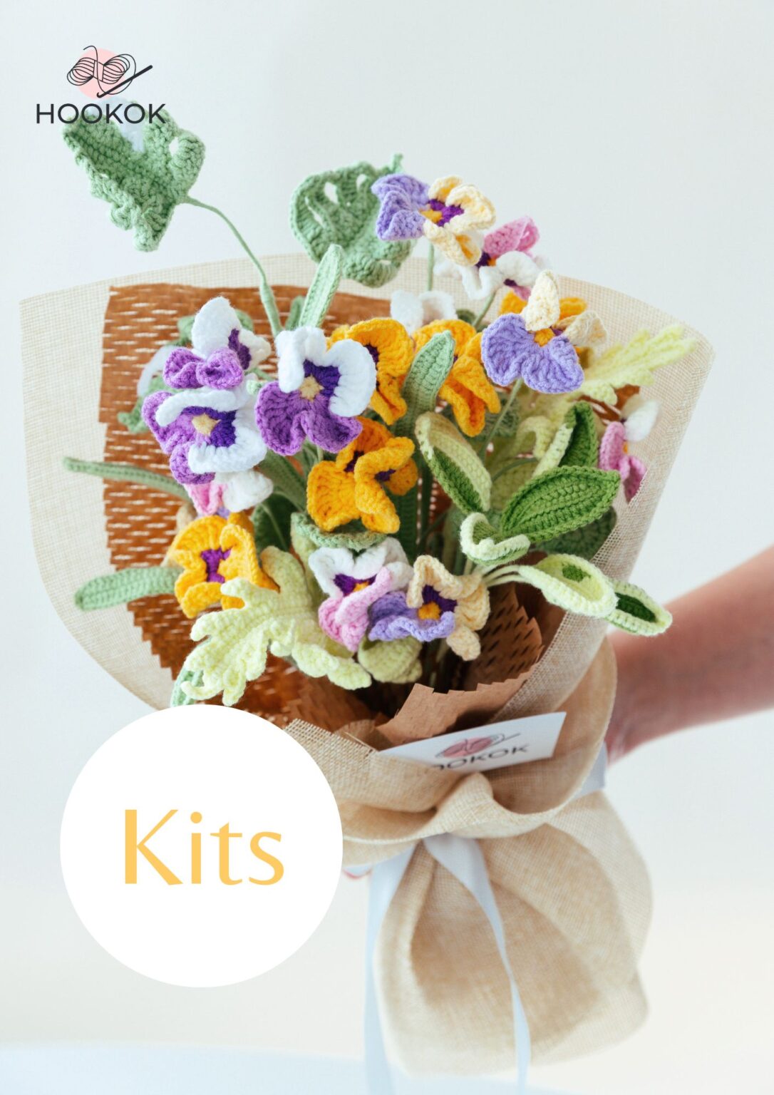 Colorful Pansy Bouquet Kit - with PDF pattern - Hookok