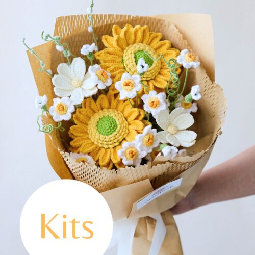 Purple Peruvian Lily and Wood Sorrel Bouquet Kit - with PDF pattern ...
