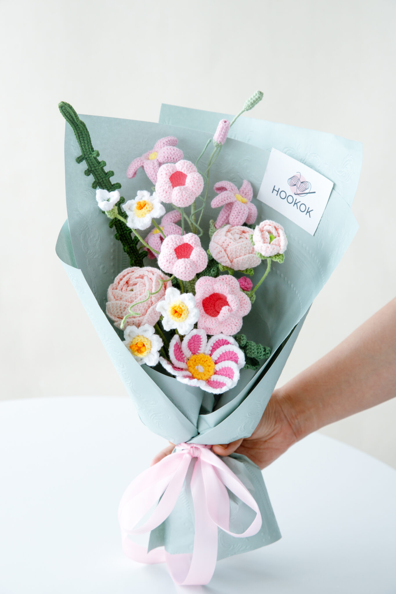 Pink “Lovely More” Flower Bouquet Kit - with PDF pattern - Hookok