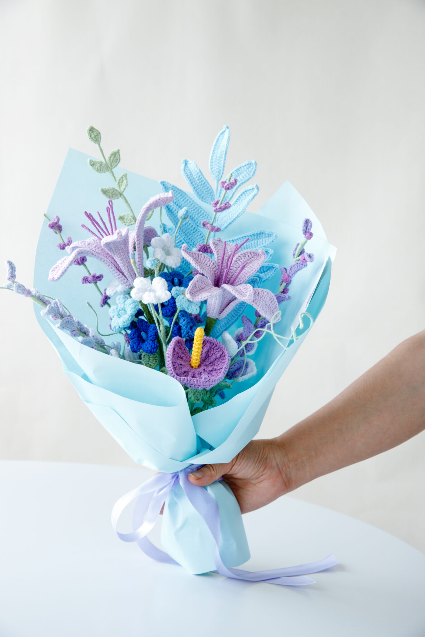 Purple Peruvian Lily and Wood Sorrel Bouquet Kit - with PDF pattern ...