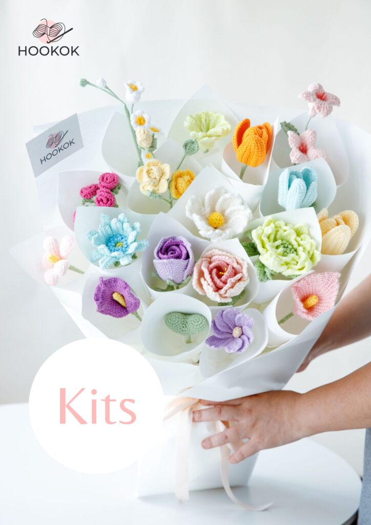 Crochet Flower Party Bouquet Kit - with PDF pattern - Hookok