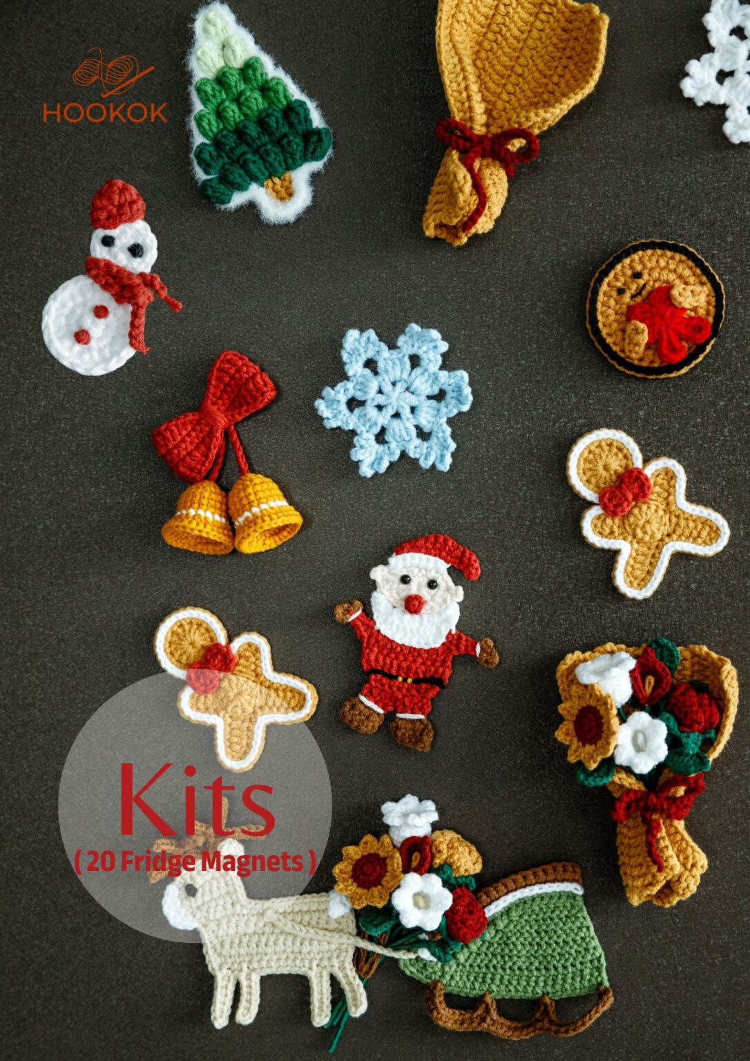 Crochet Christmas Fridge Magnet Kit – with PDF pattern - Hookok