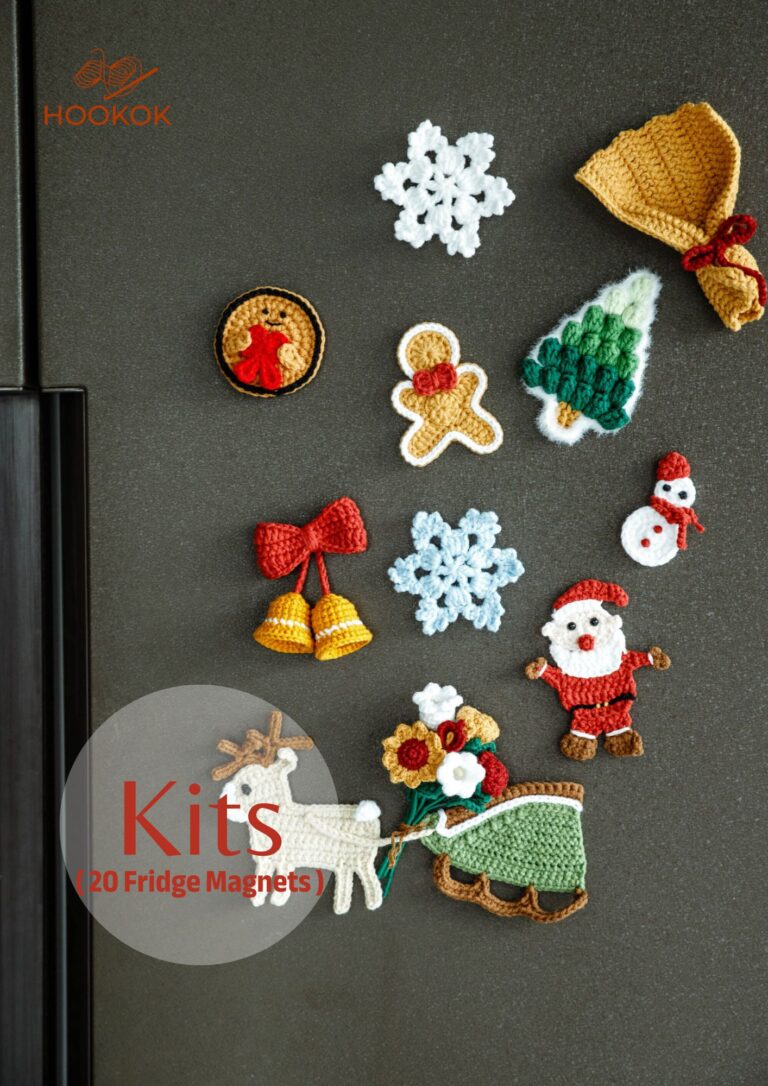 Crochet Christmas Fridge Magnet Kit – with PDF pattern - Hookok