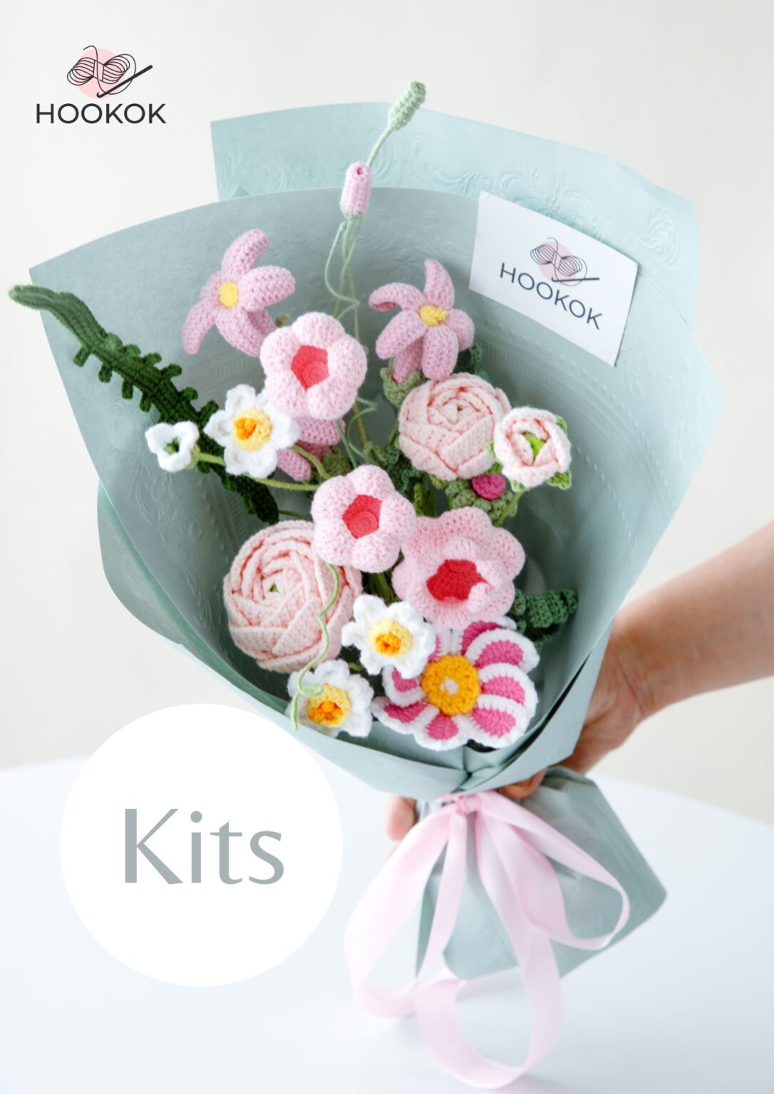 Pink “Lovely More” Flower Bouquet Kit - with PDF pattern - Hookok