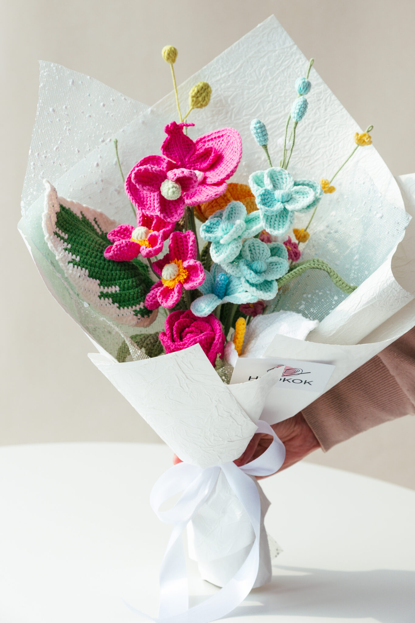 HOOKOK Bouquet - Phalaenopsis Orchid and Wild Cotton Flower Bouquet (13 ...